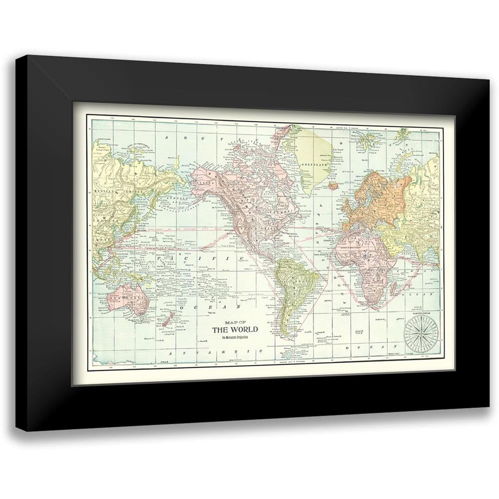 Cram 24x18 Black Modern Framed Museum Art Print Titled - World - Cram ...