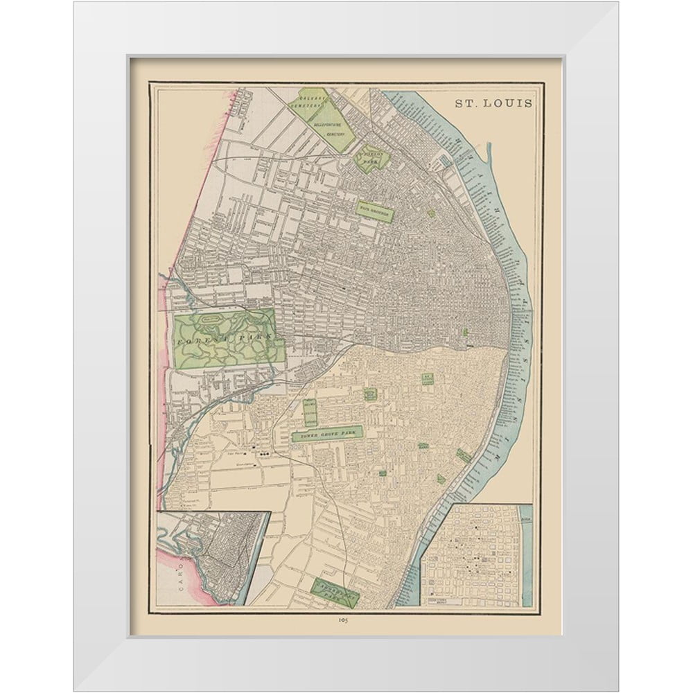 Cram 25x32 White Modern Wood Framed Museum Art Print Titled - St Louis ...