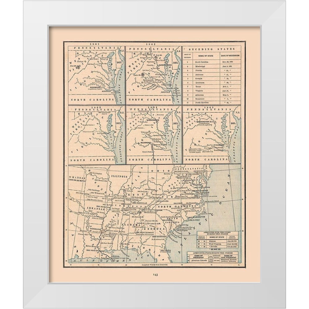 Cram 26x31 White Modern Wood Framed Museum Art Print Titled - United ...