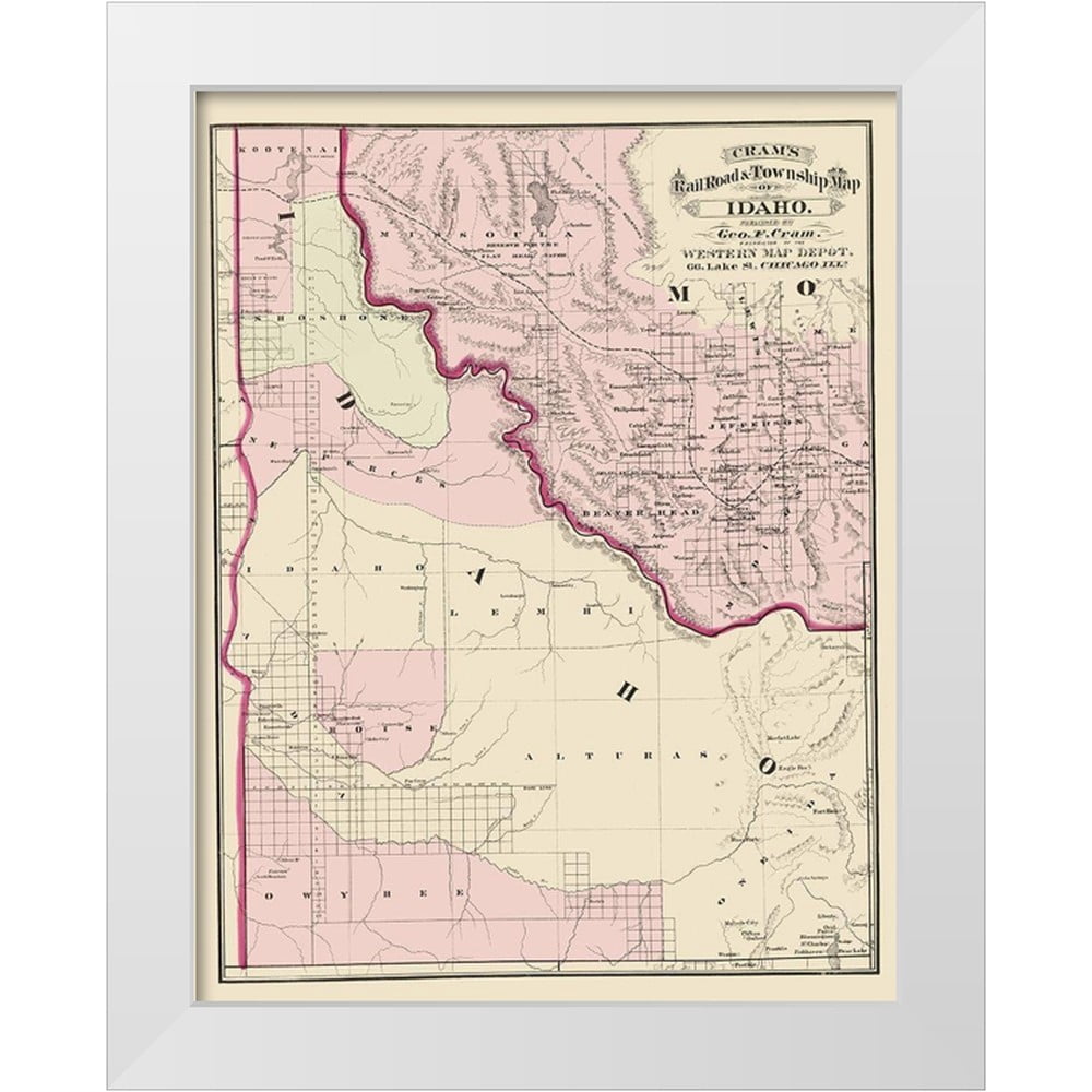 Cram 26x32 White Modern Wood Framed Museum Art Print Titled - Idaho ...