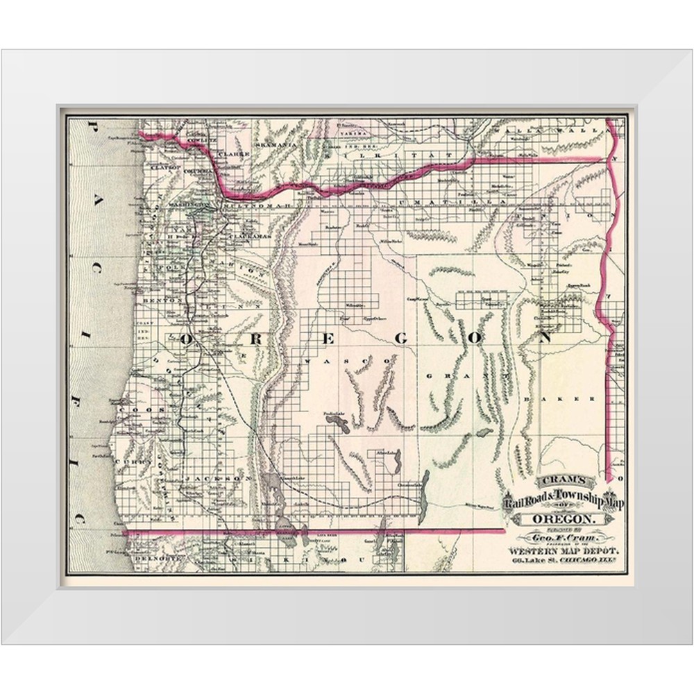 Cram 30x26 White Modern Wood Framed Museum Art Print Titled - Oregon ...