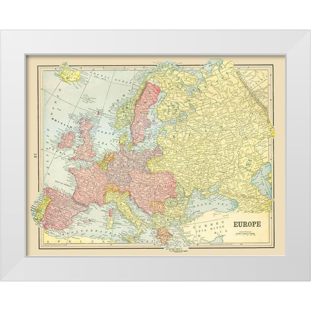 Cram 32x26 White Modern Wood Framed Museum Art Print Titled - Europe ...