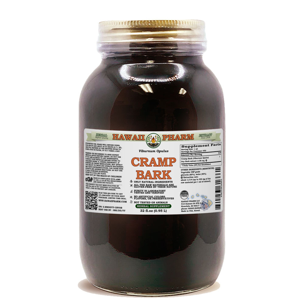 Cramp Bark (Viburnum Opulus) Dry Bark ALCOHOL-FREE Liquid Extract ...