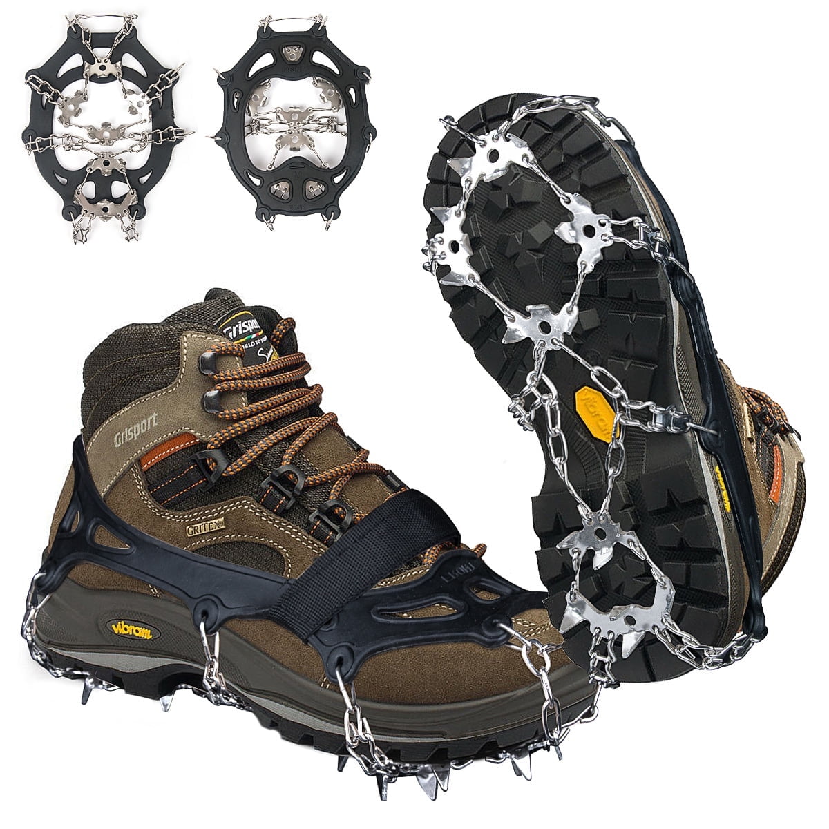Crampons Ice Cleats Traction Snow Grips Anti Slip for Hiking Fishing ...