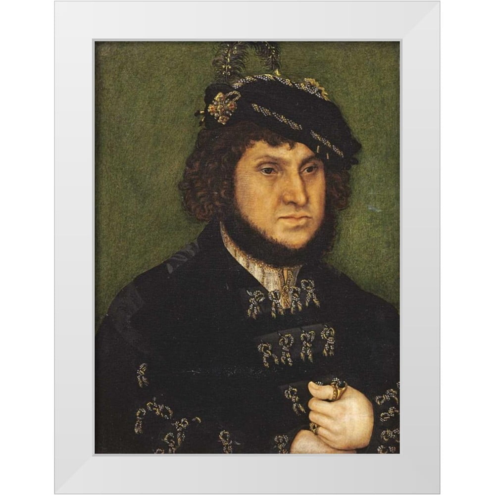 Cranach, Lucas 19x24 White Modern Wood Framed Museum Art Print Titled - Portrait of Kurfust ...