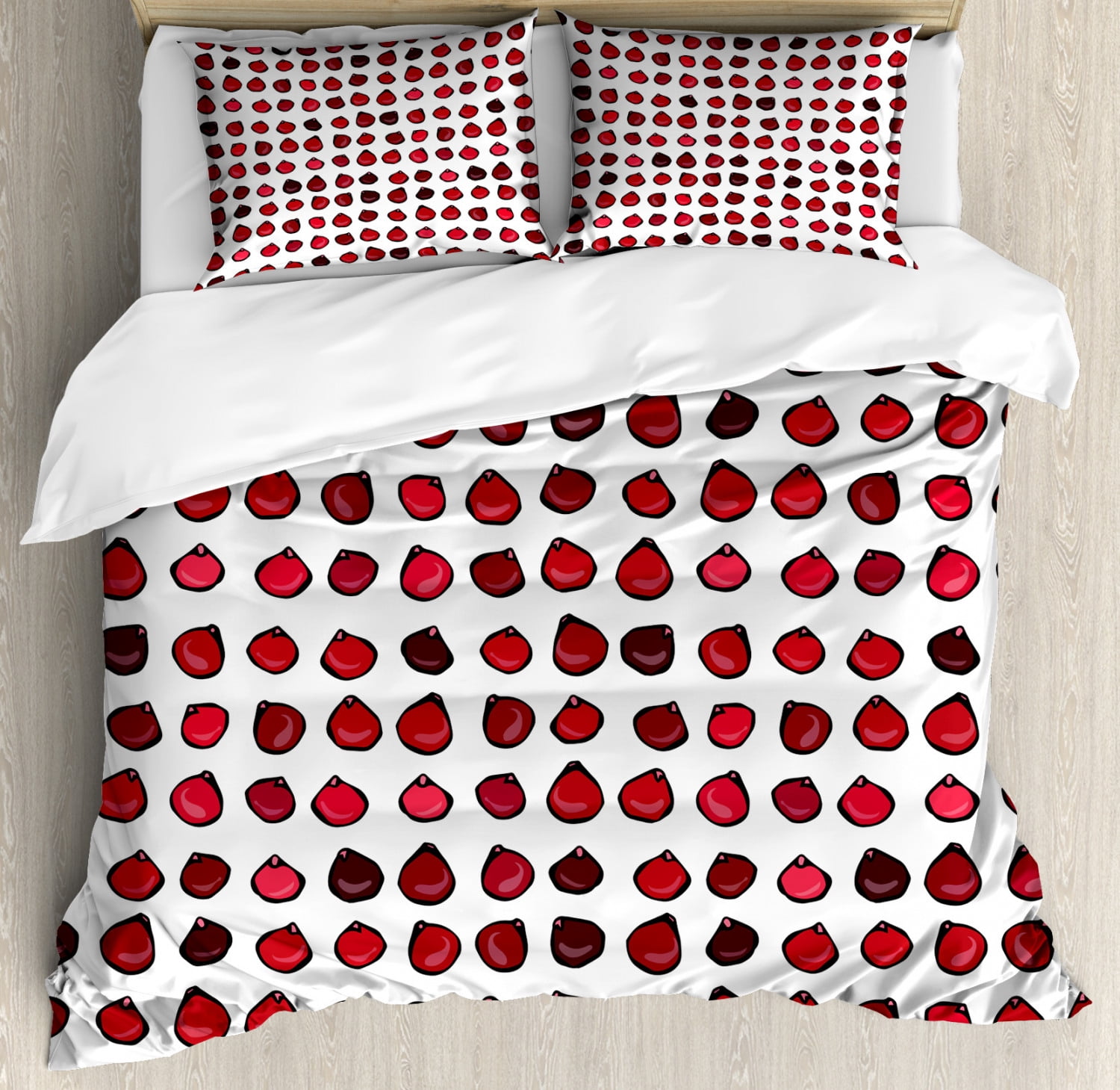 Cranberry Duvet Cover Set King Size, Cute Childish Berry Pattern on ...