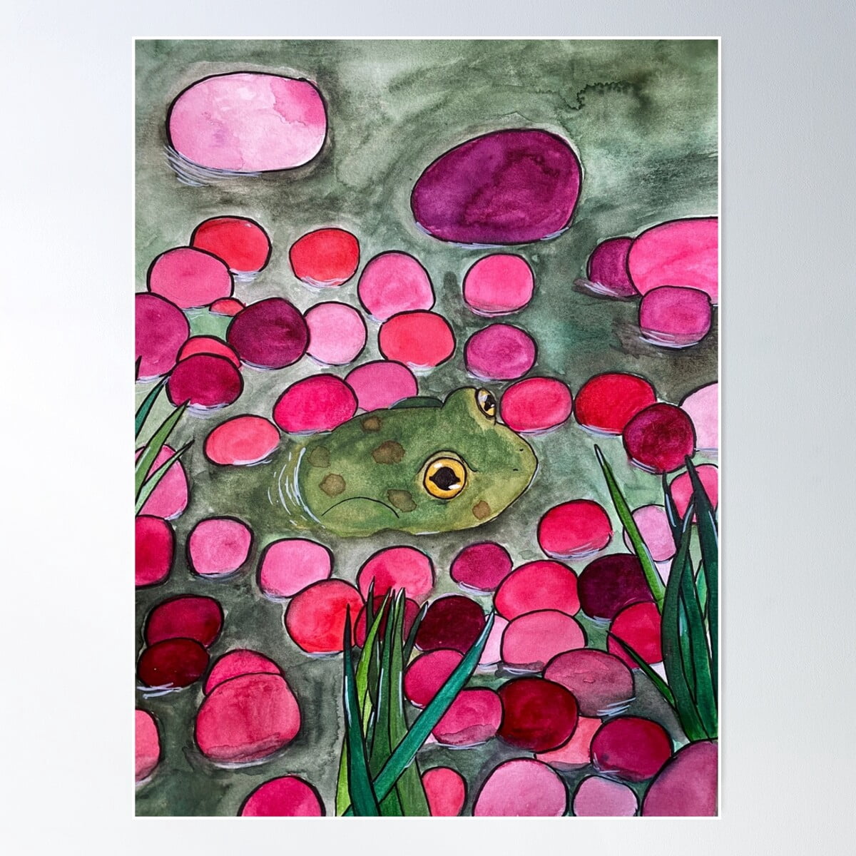 Cranberry Frog Poster Wall Art, Modern Wall Decor For Living Room ...
