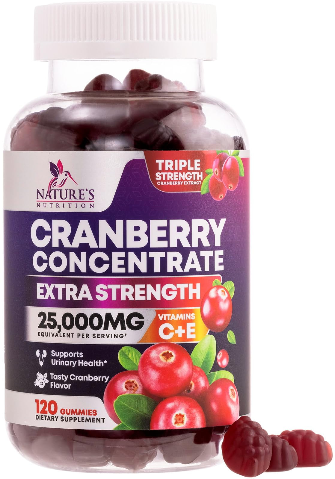 25,000mg Cranberry Extract Gummies + Vitamin C, Non-GMO, Gluten Free ...
