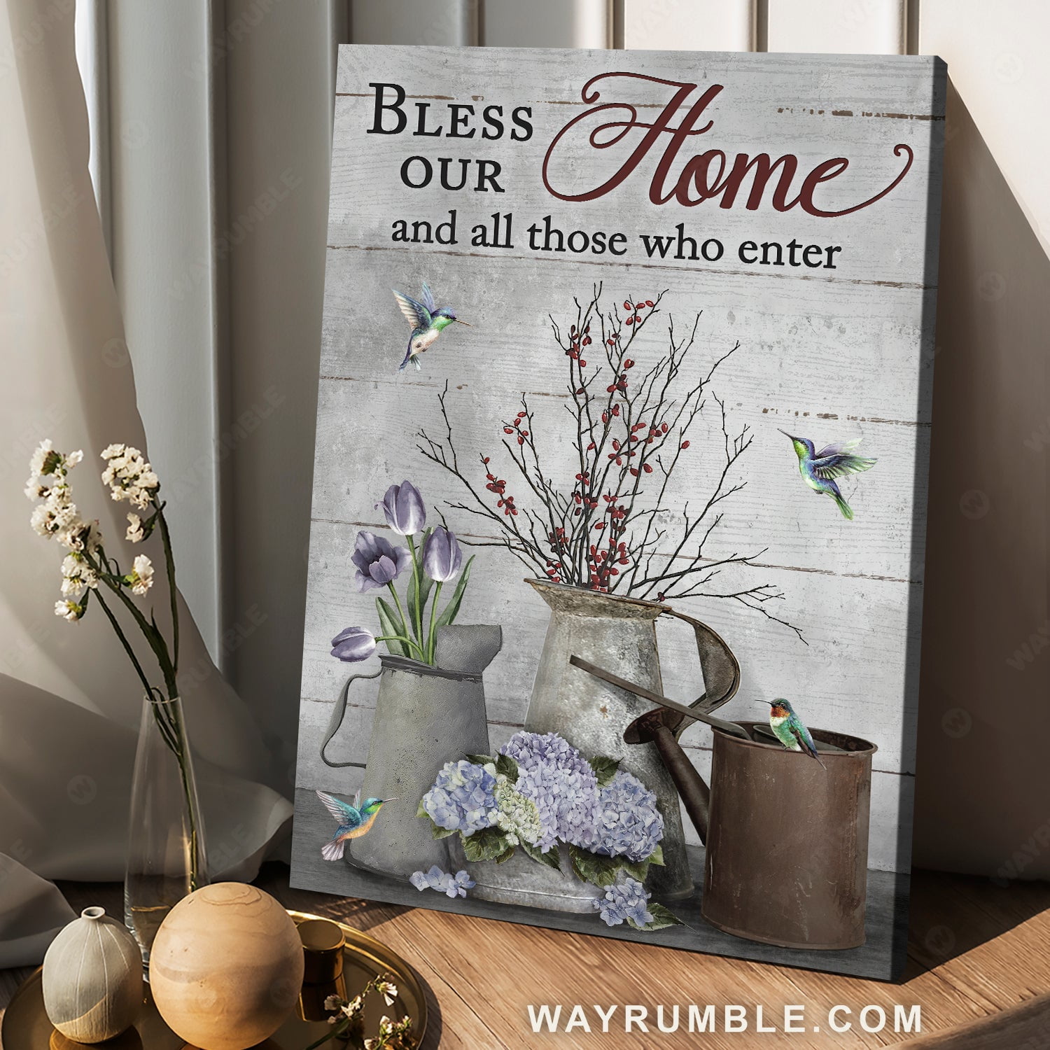 Cranberry, Purple hydrangea, Purple tulip, Bless our home - Jesus ...