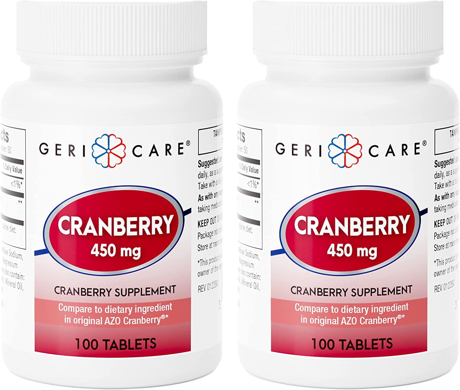 GerriCare Cranberry Supplement Pills, 100 Tablets, 450 mg, 2 Pack ...