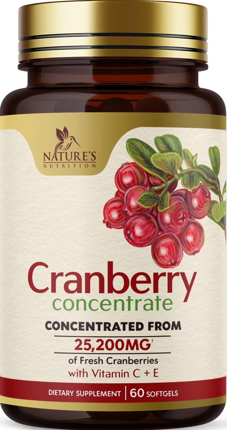 Cranberry Supplement Pills + Extra Strength Vitamin C & E, 25,200mg ...