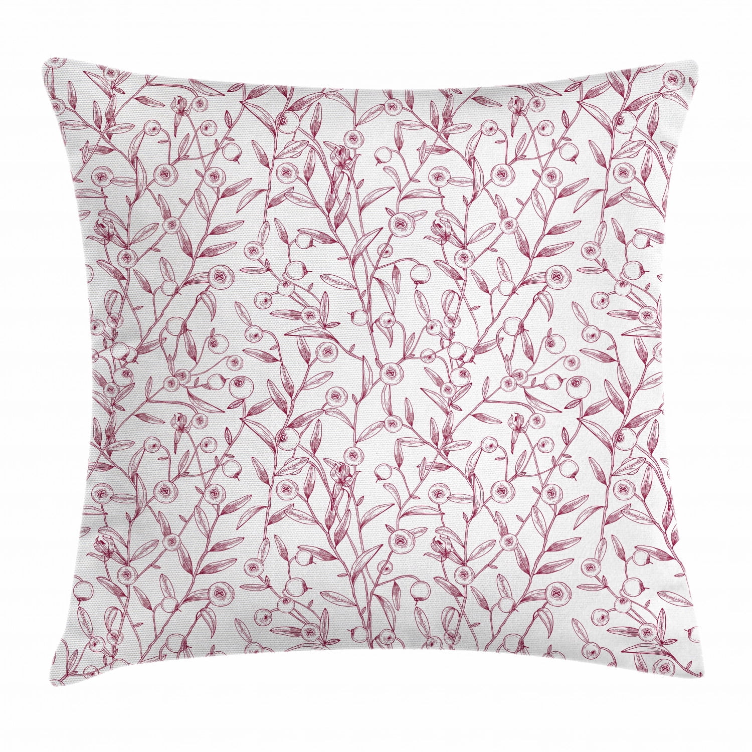 Cranberry Throw Pillow Cushion Cover, Botany Berries Growing on Stems ...