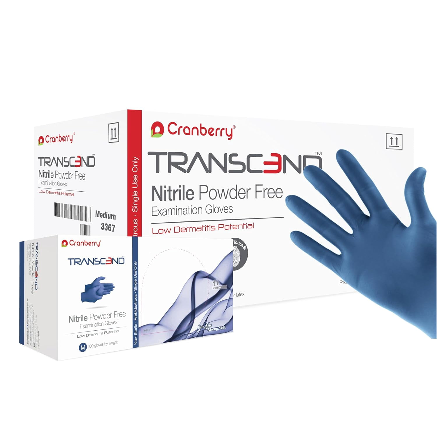 Cranberry Transcend Matte Blue Nitrile Exam Gloves, Case of 3000 ...