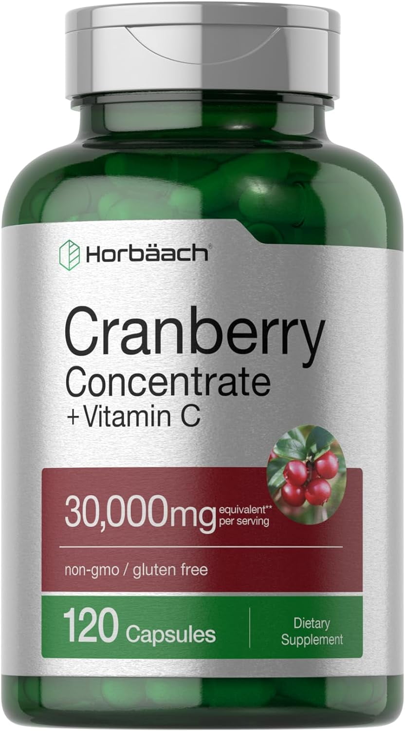 Horbaach, Cranberry Pills, 120 Capsules, with Vitamin C 30,000mg ...