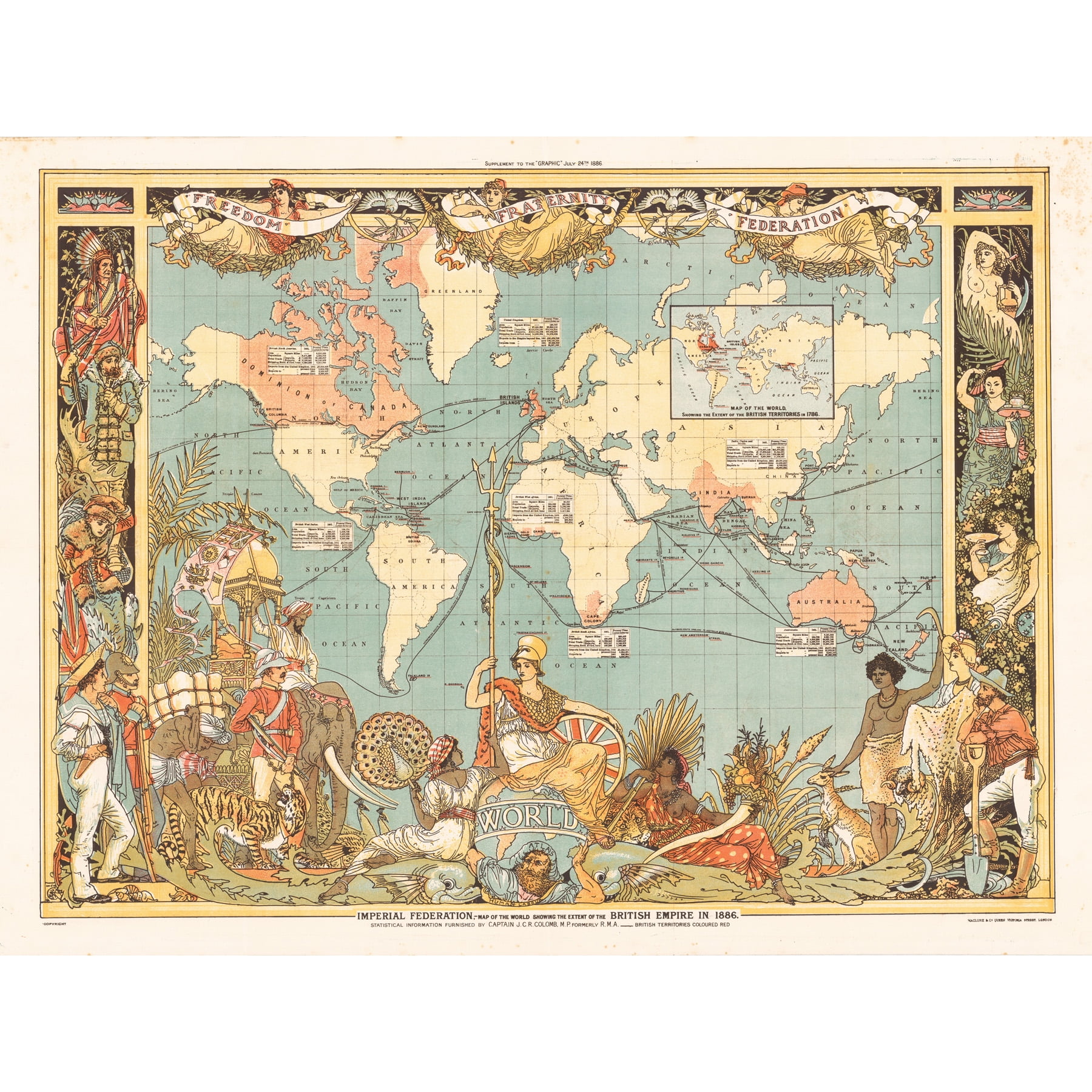Crane 1886 Pictorial Map British Empire World Extra Large Art Print ...