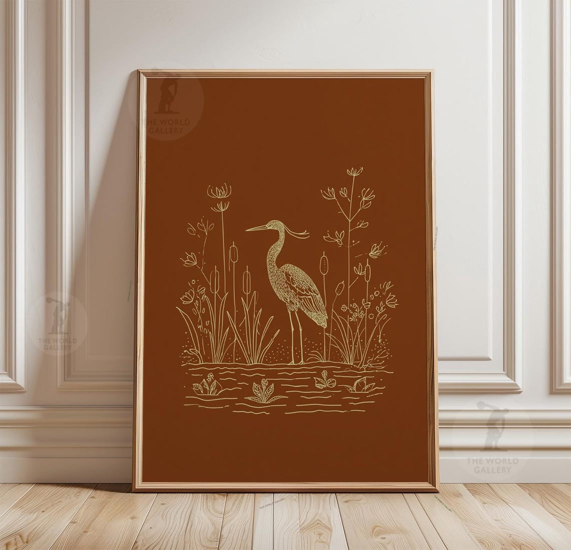 Crane Bird Minimal Poster Japanese Style Line Art Nature Botanical ...