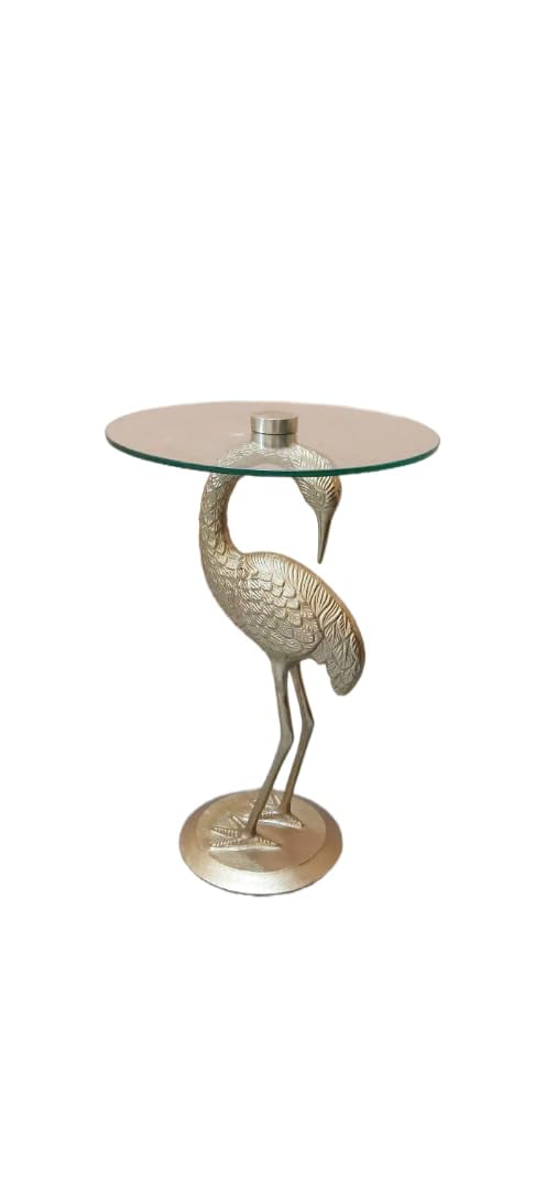 Crane Bird Side Table with Gold Finish with Glass Top Size 40x40x62 cm ...
