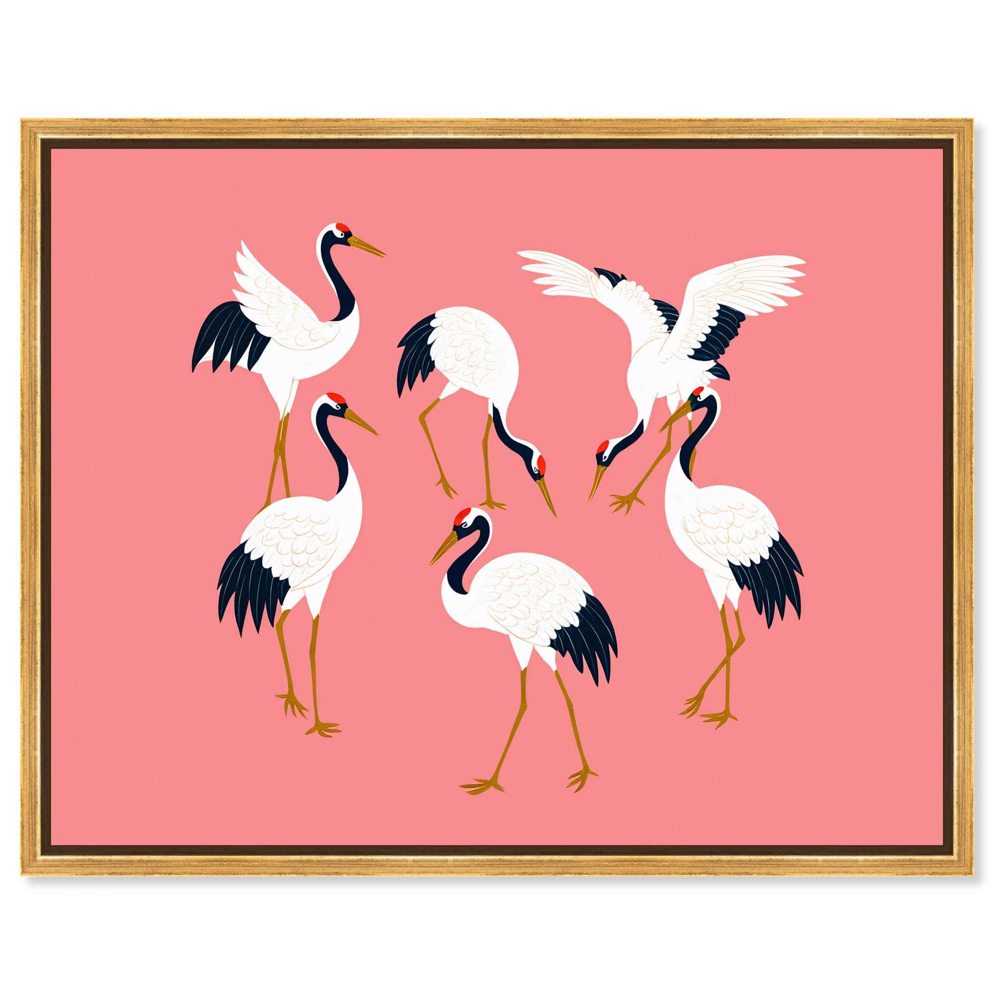 Crane Chorus Canvas Costal Wall Art by Art Remedy, Gold Frame, 20 x 16 ...
