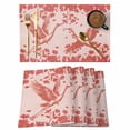 Crane Cotton Linen Placemats Set of 6, Japanese Crane Silhouette Floral ...