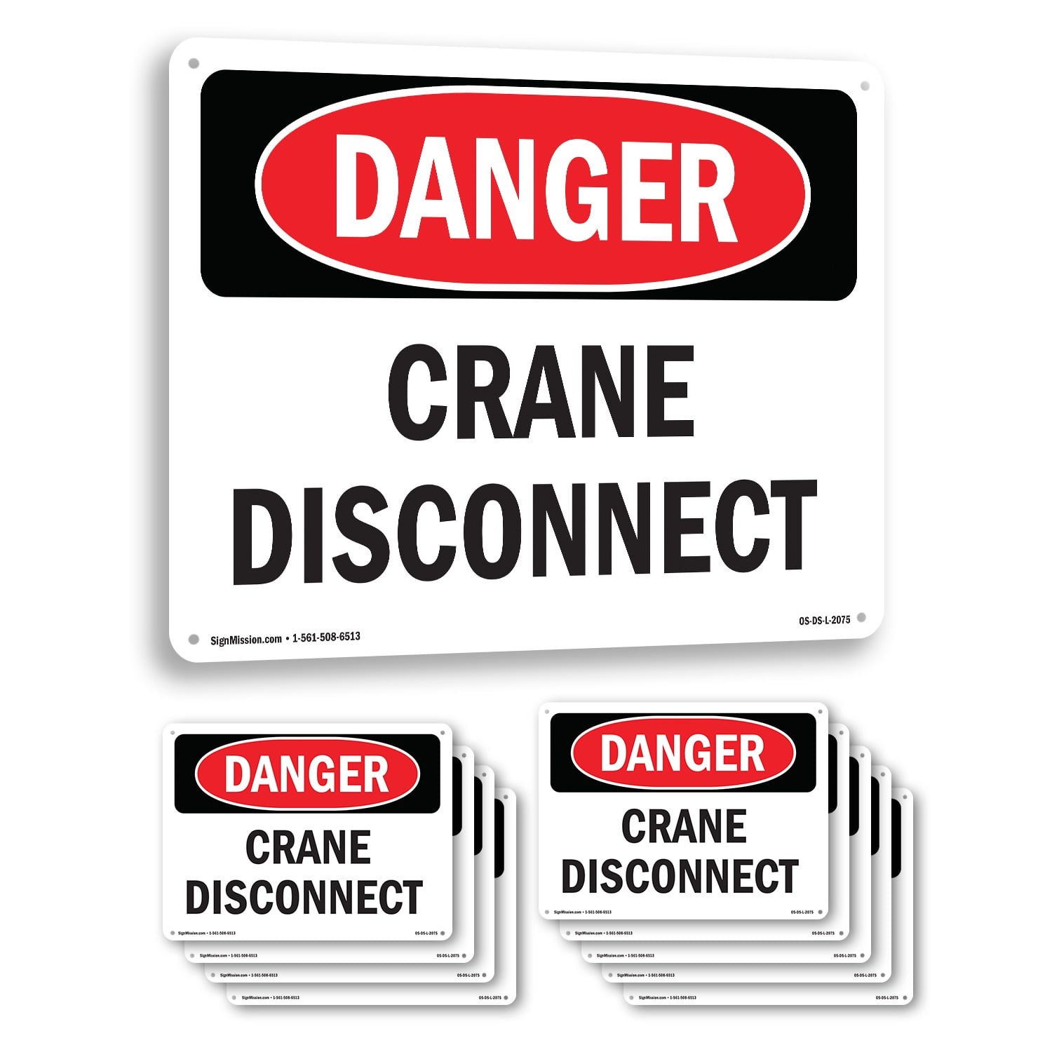 Crane Disconnect OSHA Danger Rigid Plastic Sign 14 Inch x 10 Inch - 10 ...