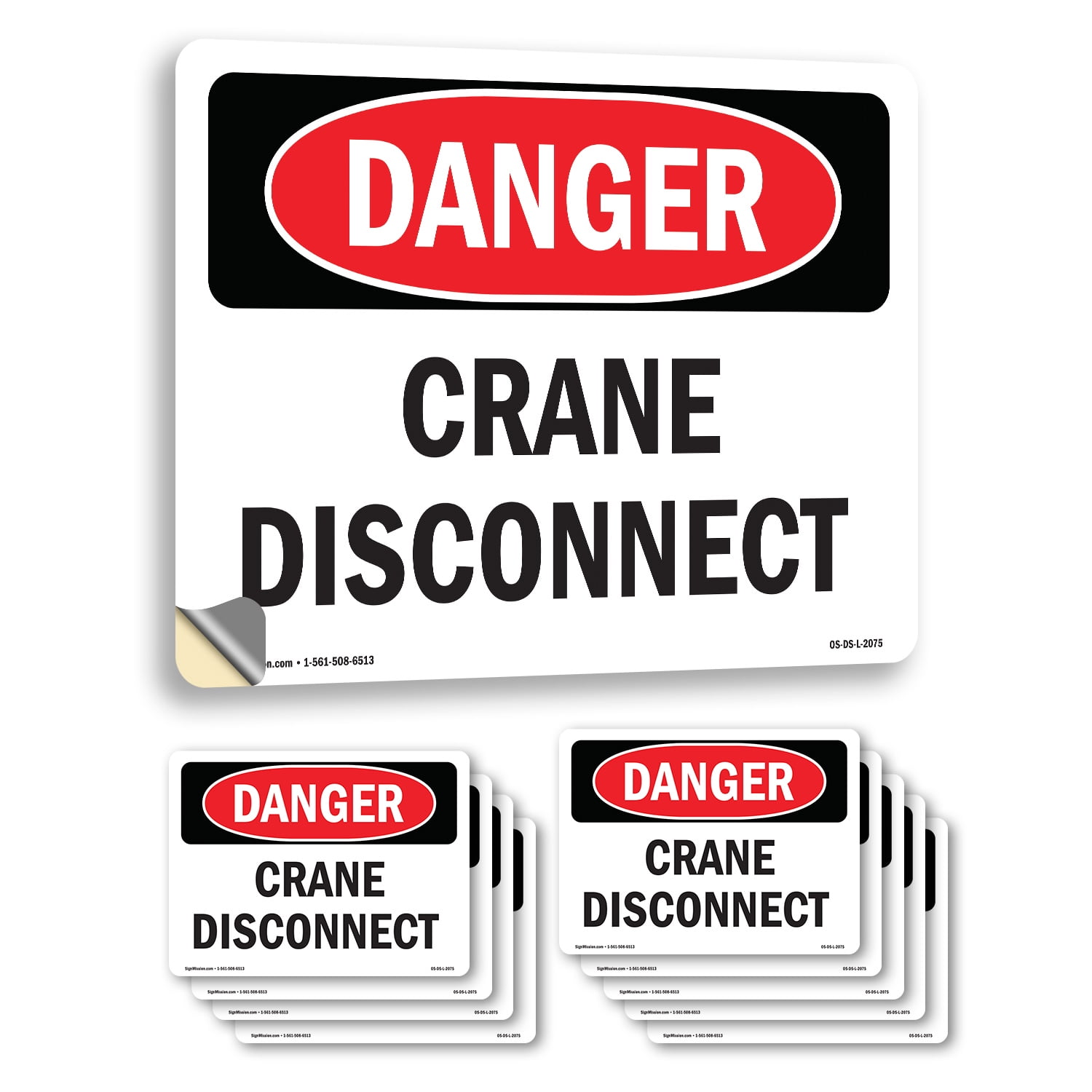 Crane Disconnect OSHA Danger Vinyl Decal Label 24 Inch x 18 Inch - 10 ...