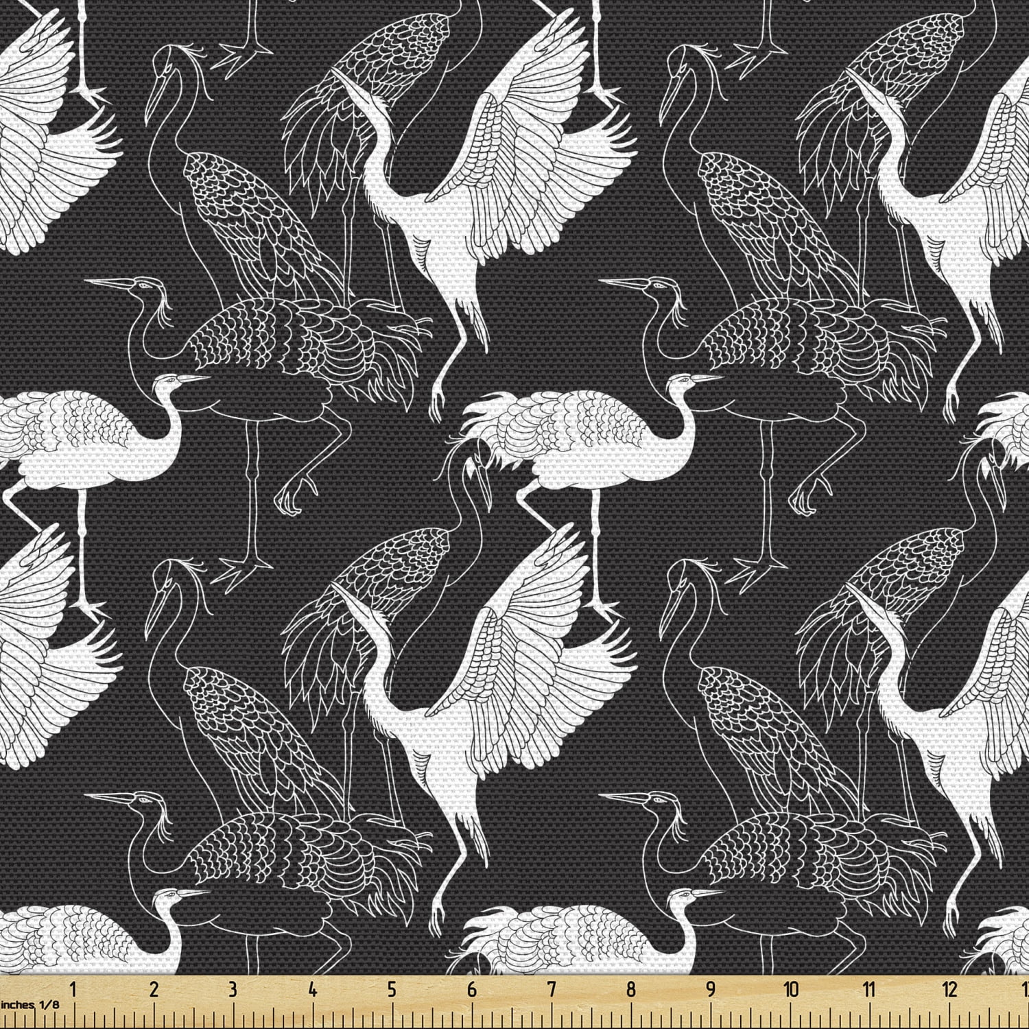 Ambesonne Crane Fabric by the Yard Upholstery, Bird Pattern, 3 Yards ...