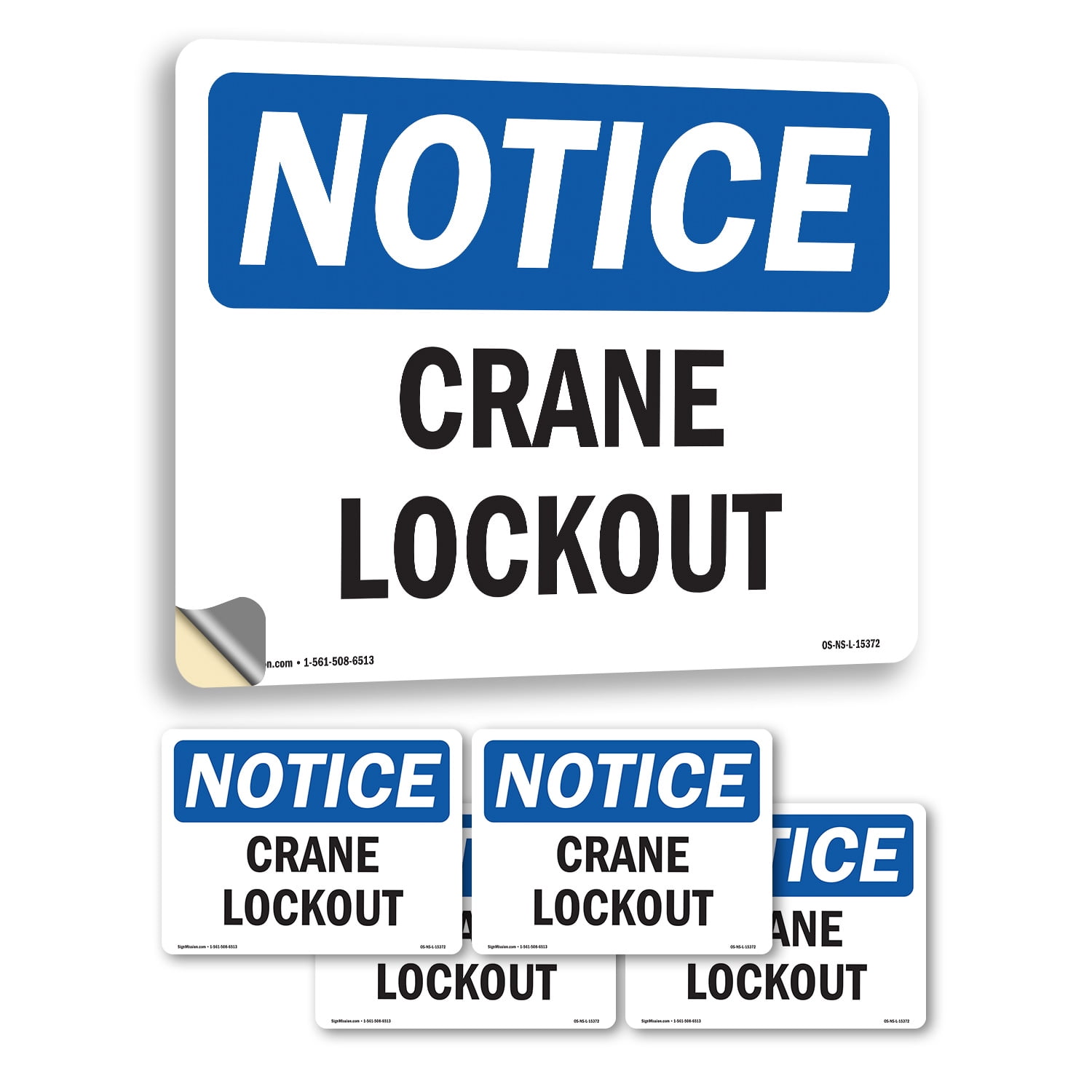 Crane Lockout OSHA Notice Vinyl Decal Label 18 Inch x 12 Inch - 5 Pack ...