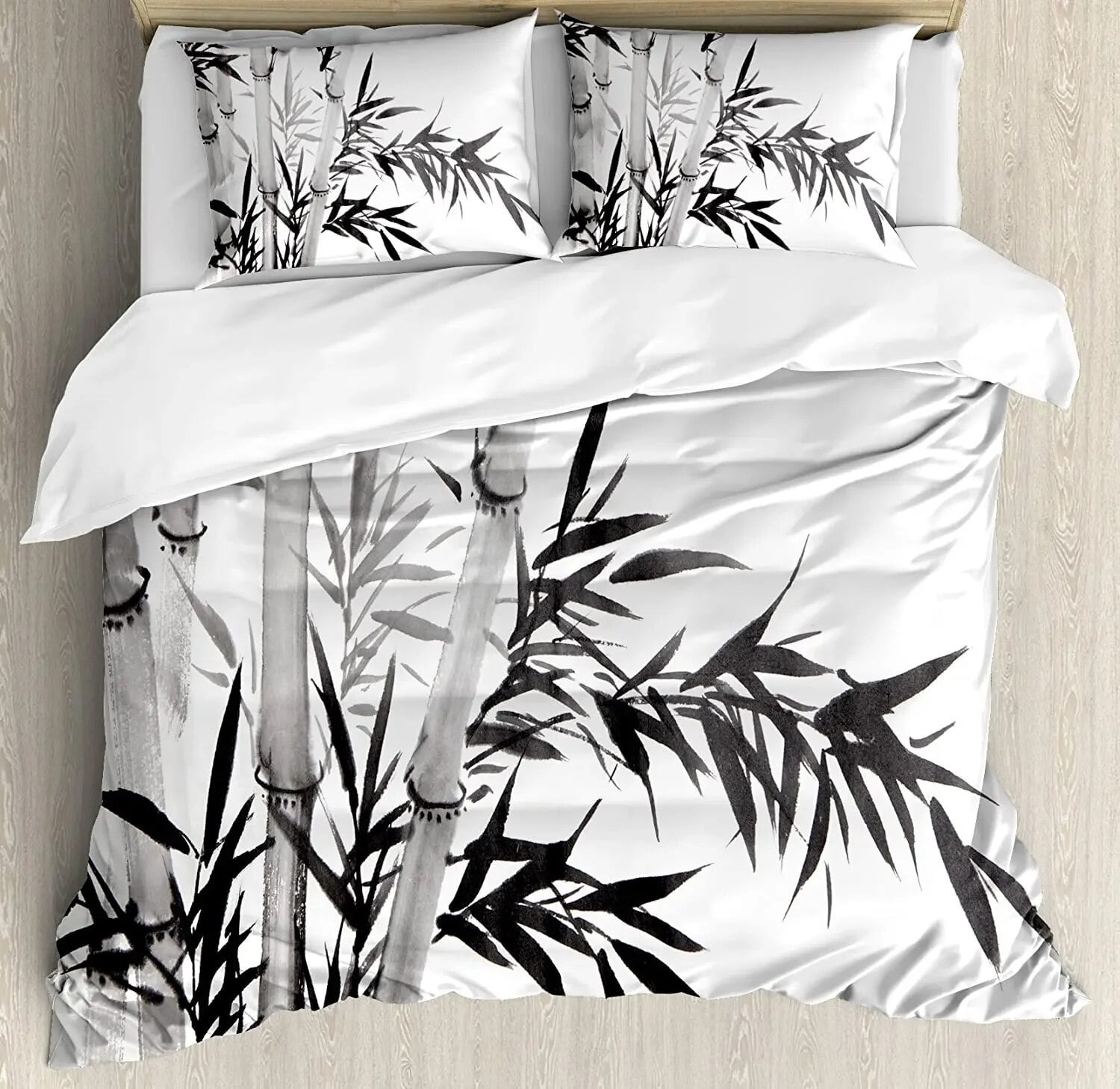 Crane Plum Tree Pavilion Ink Chinese Style 3pcs Bedding Set For Double ...