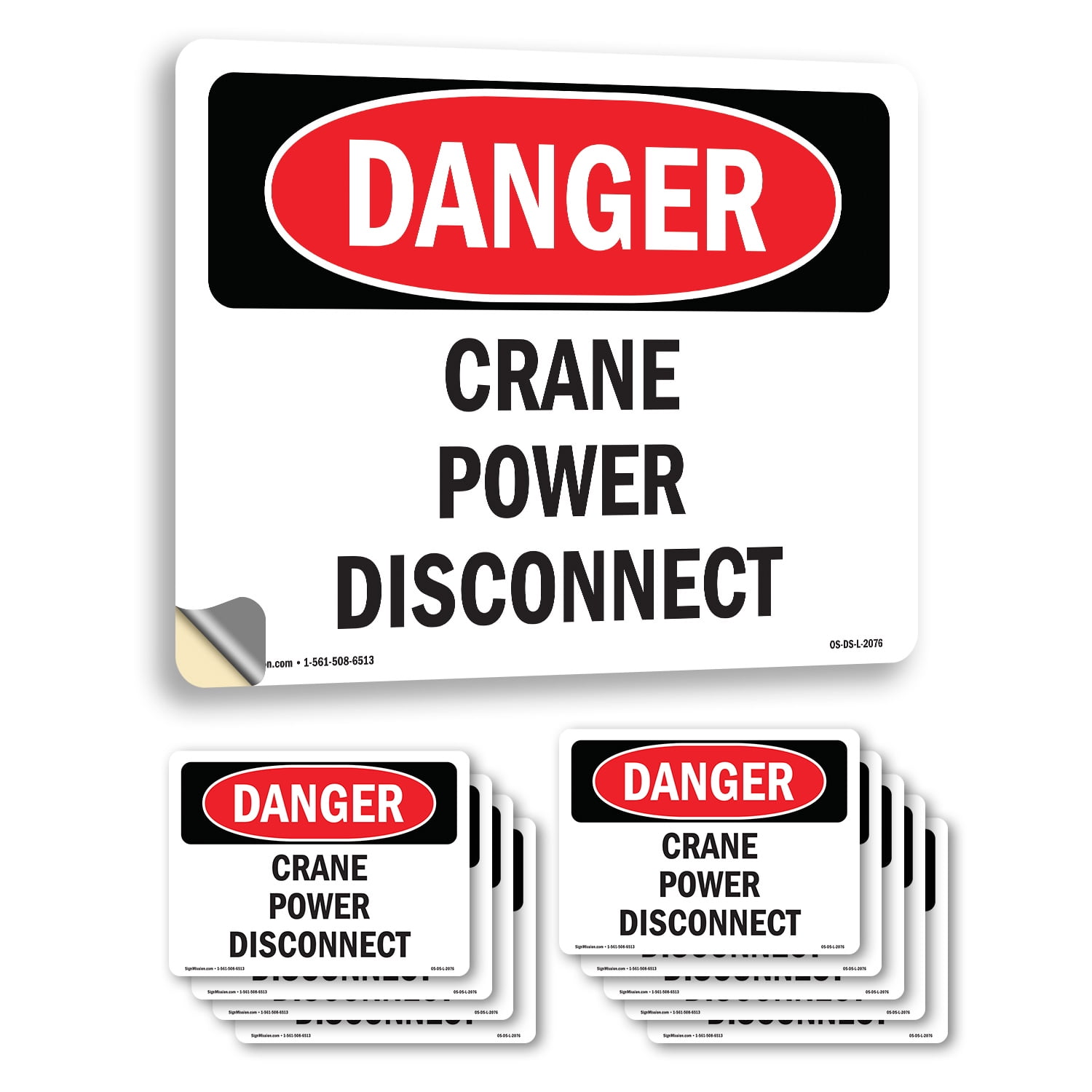 Crane Power Disconnect OSHA Danger Vinyl Decal Label 18 Inch x 12 Inch ...