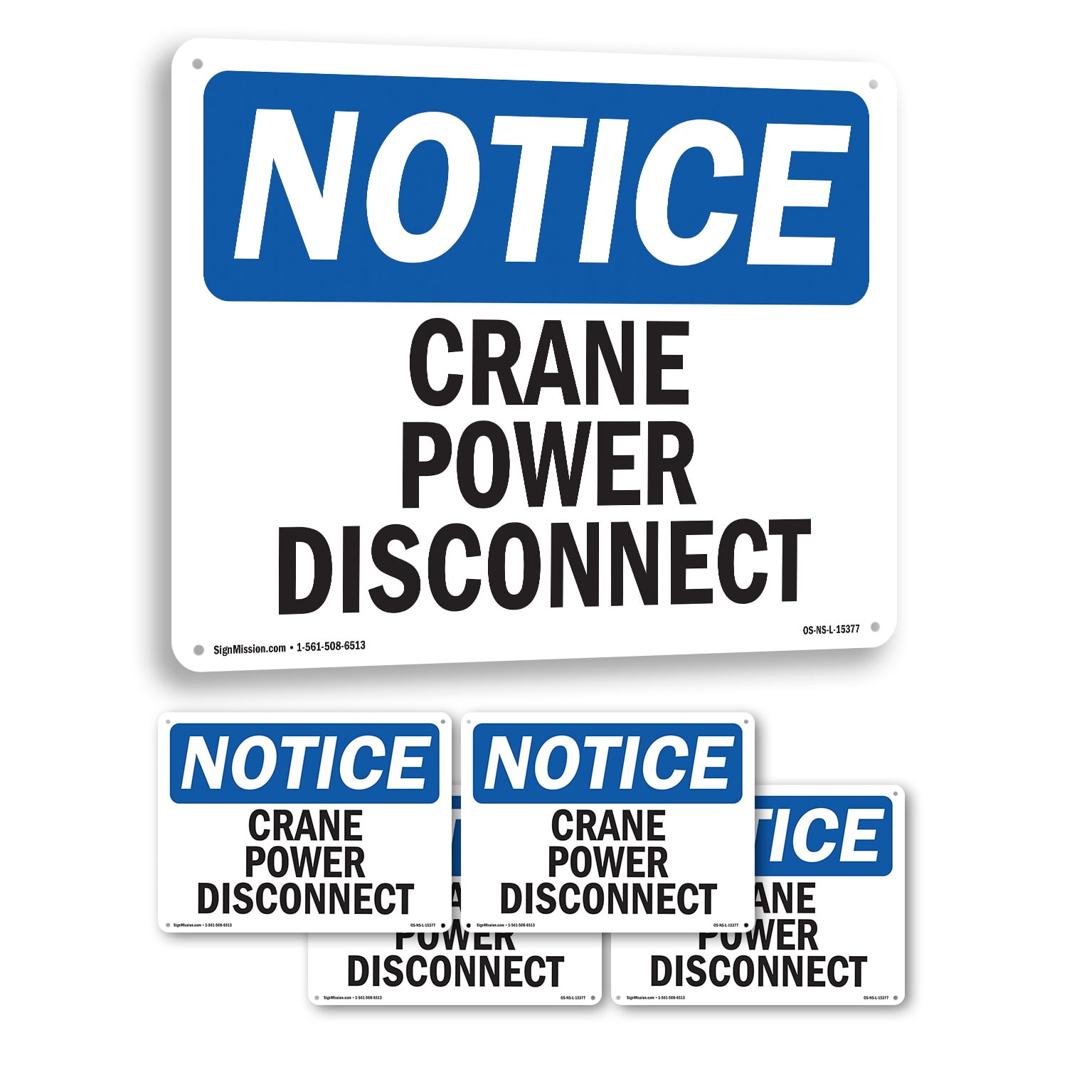 Crane Power Disconnect OSHA Notice Rigid Plastic Sign 24 Inch x 18 Inch ...