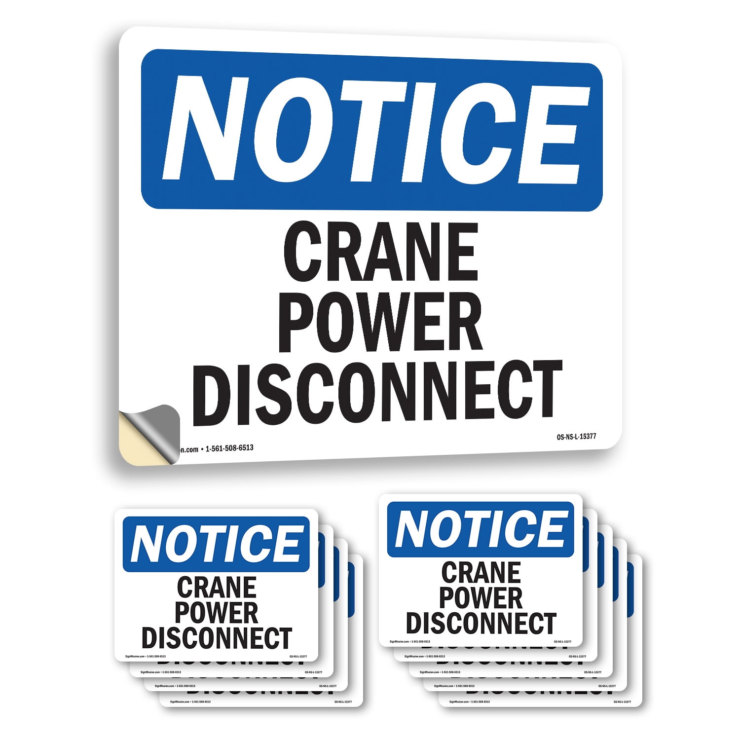 Crane Power Disconnect OSHA Notice Vinyl Decal Label 10 Inch x 7 Inch ...