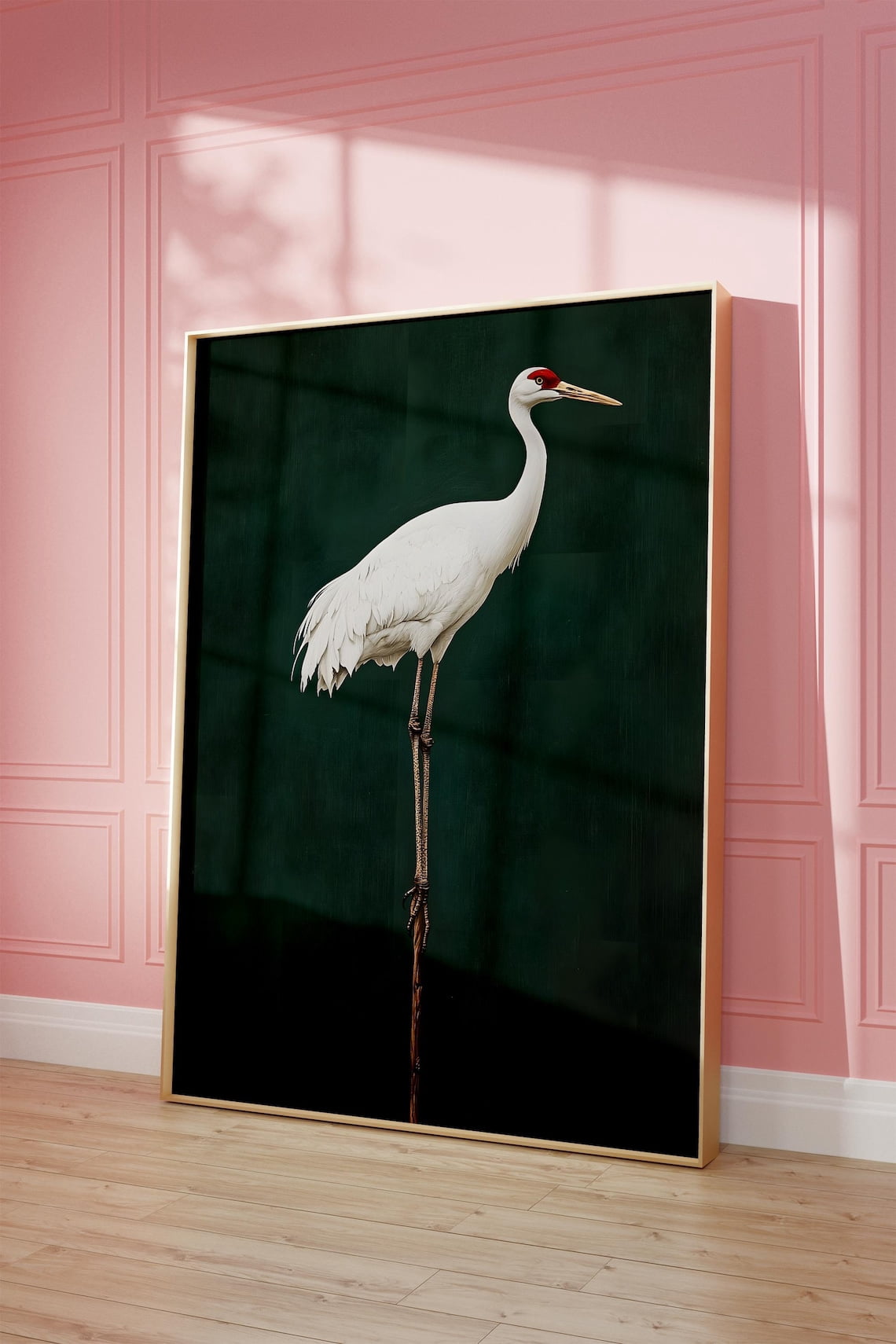 Crane Print, Dark Green Japanese Cranes Wall Art, Birds Cranes Japanese ...