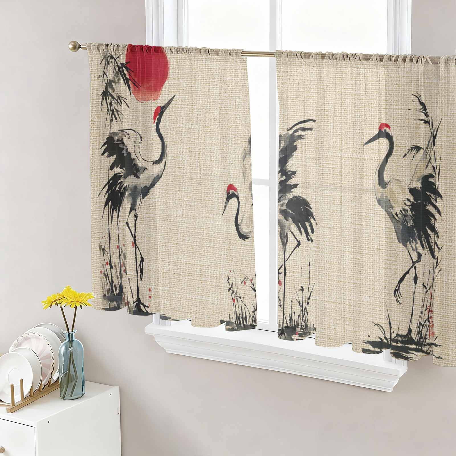 Crane Sheer Curtains 54 Inch Length 2 Panels for Living Room, Black ...