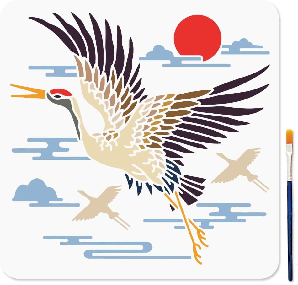 Crane Stencils 11.8x11.8inch Reusable Auspicious Clouds Stencil for ...
