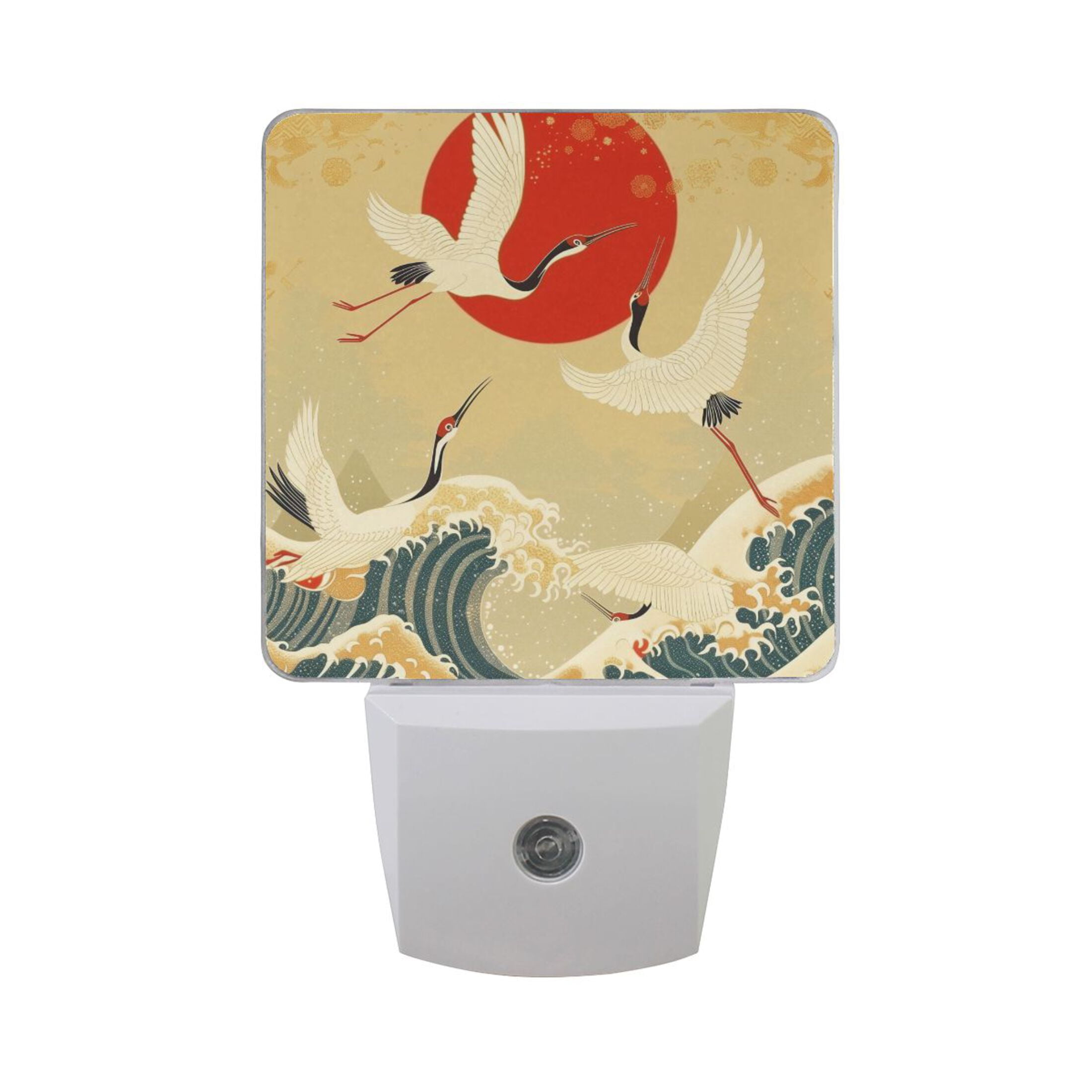 Cranes Birds with Waves and Sun Night Light 2 Pack LED Nightlight Plug ...