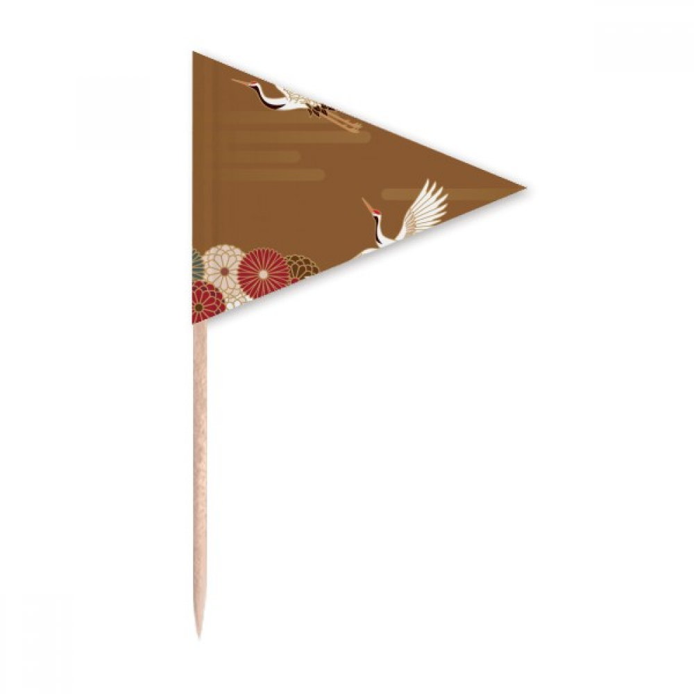 Cranes Flowers Pattern Geometry Toothpick Triangle Cupcake Toppers Flag ...
