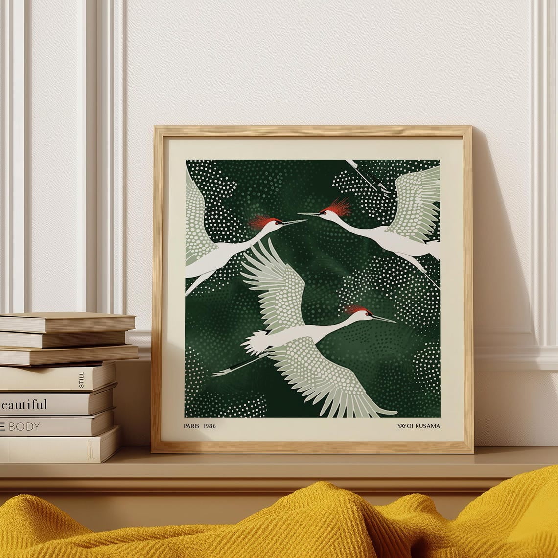 Cranes Of Japan Wall Art Minimalist Japanese Bird Print Yayoi Kusama ...