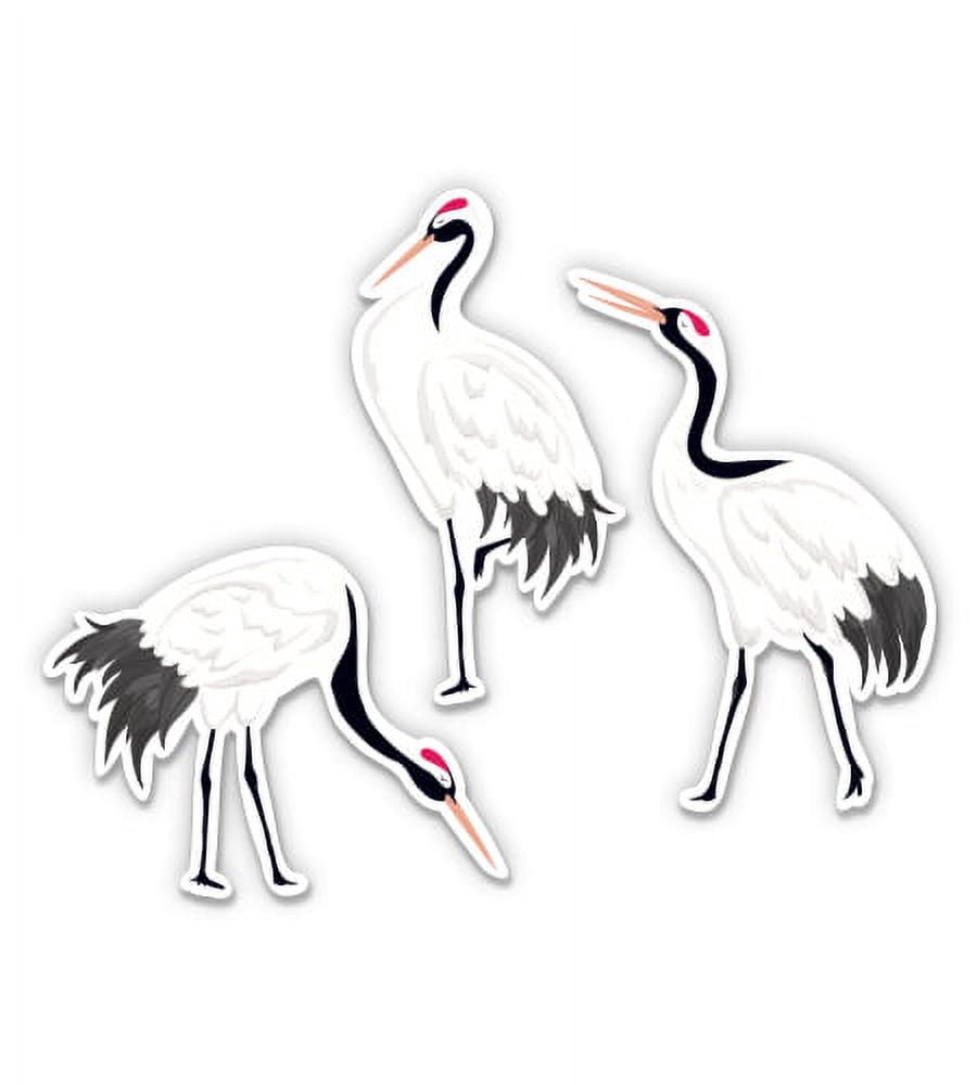 Cranes Set of 3 - 9" each Vinyl Stickers Waterproof Decals - Walmart.com