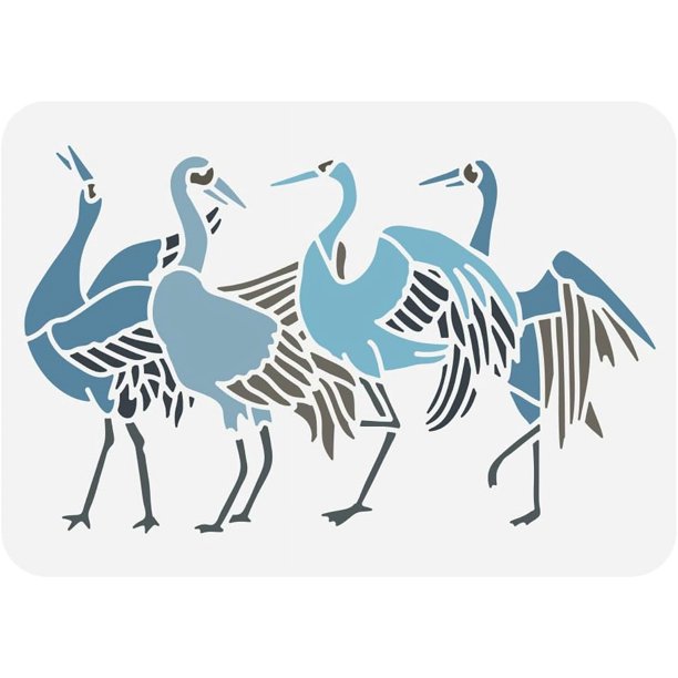 Cranes Stencil Oriental Elements Drawing Painting Stencils Reusable ...