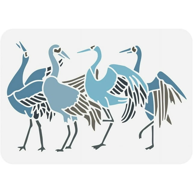Cranes Stencil Oriental Elements Drawing Painting Stencils Reusable ...