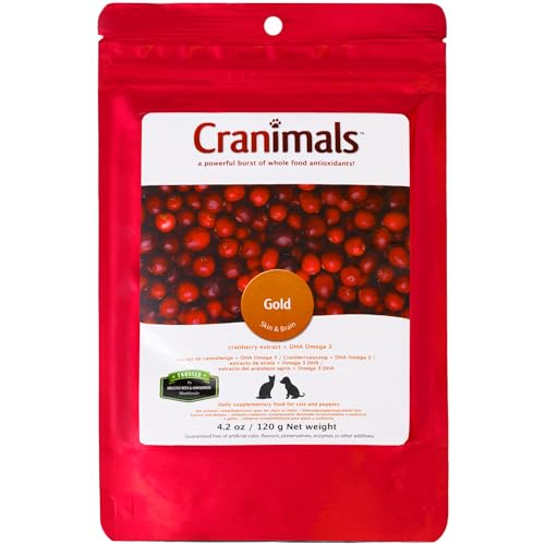 Cranimals Gold Cranberry Powder for Cats - Vegan DHA Omega 3, Urinary ...