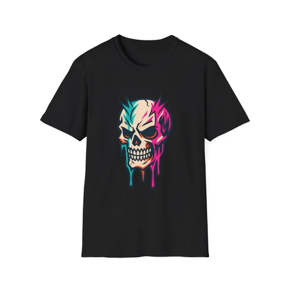 Cranium Neon Drip Macabre Horror Bone Head Graphic Design Unisex T ...