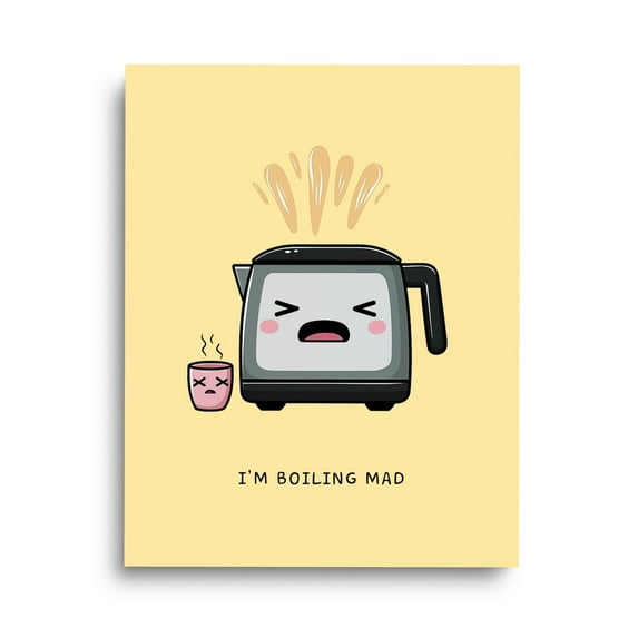 Cranky Kettle Print, Kitchen Wall Art, Quirky Tea Poster, Witty Foodie ...