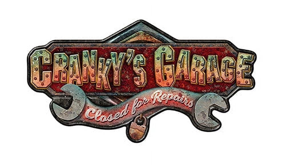Cranky's Garage Novelty Sign | Indoor/Outdoor | Funny Home Décor for ...
