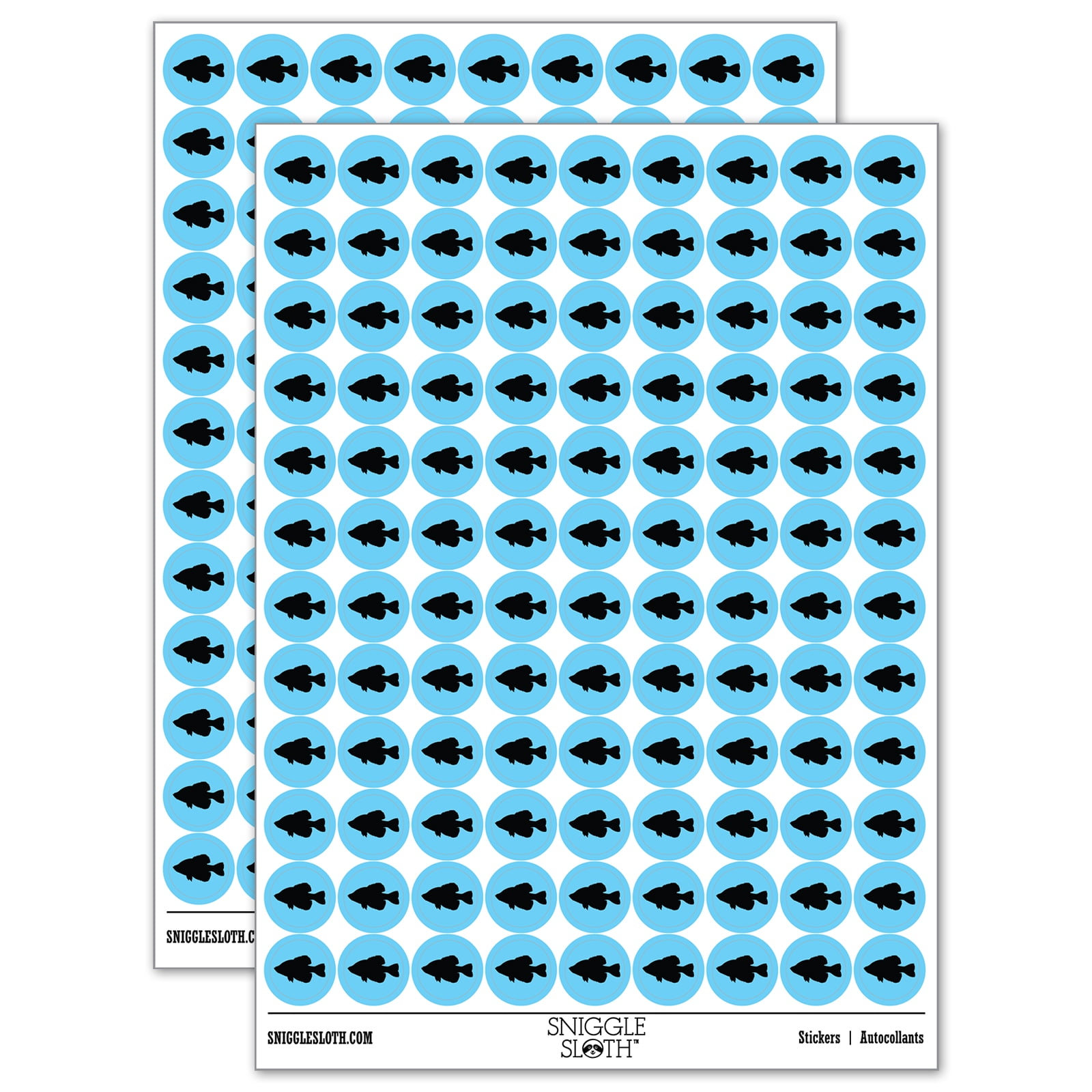 Crappie Fish Silhouette 200+ Round Stickers - Light Blue - Matte Finish ...