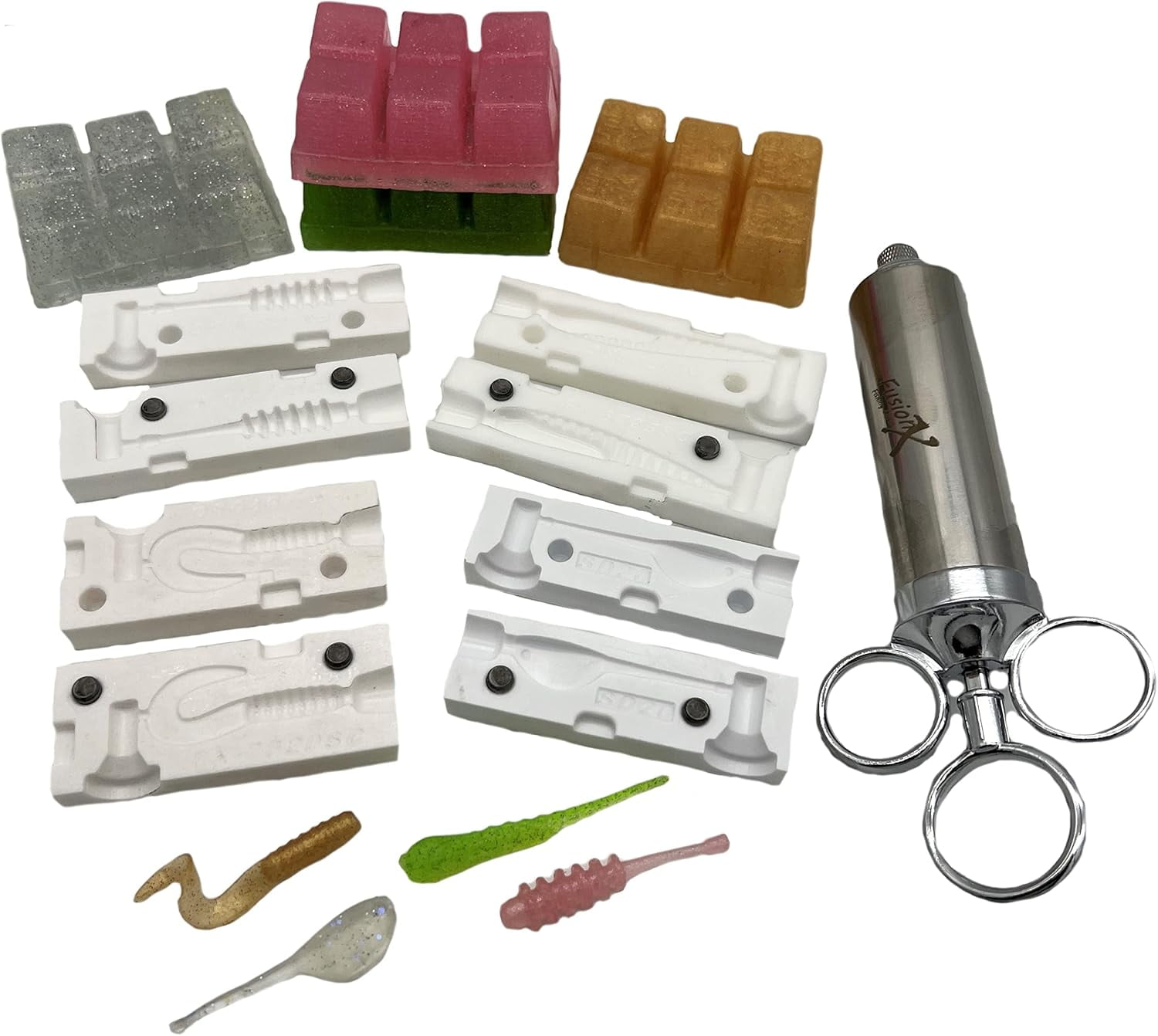 Crappie Soft Plastic Fishing Lure Making KIT - 4 MOLDS, Injector, 4 ...