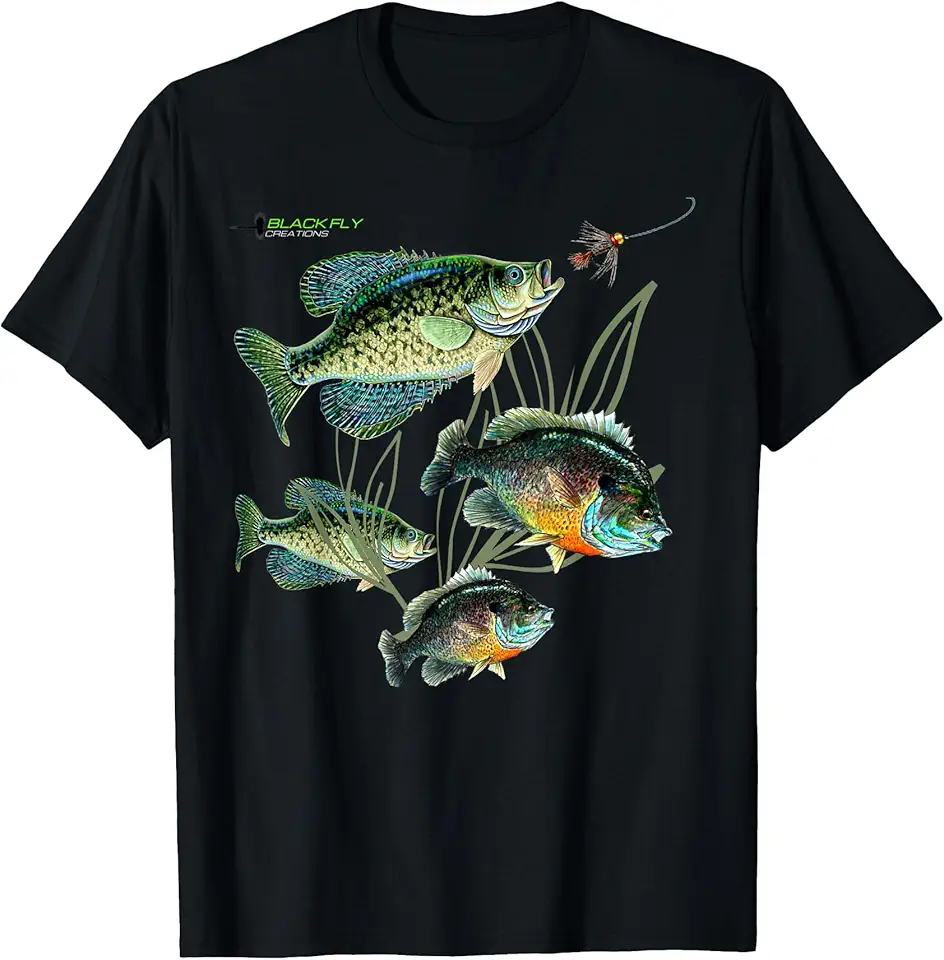 Crappie and Bluegill Sunfish Fishing Graphic for Men Short Sleeve ...