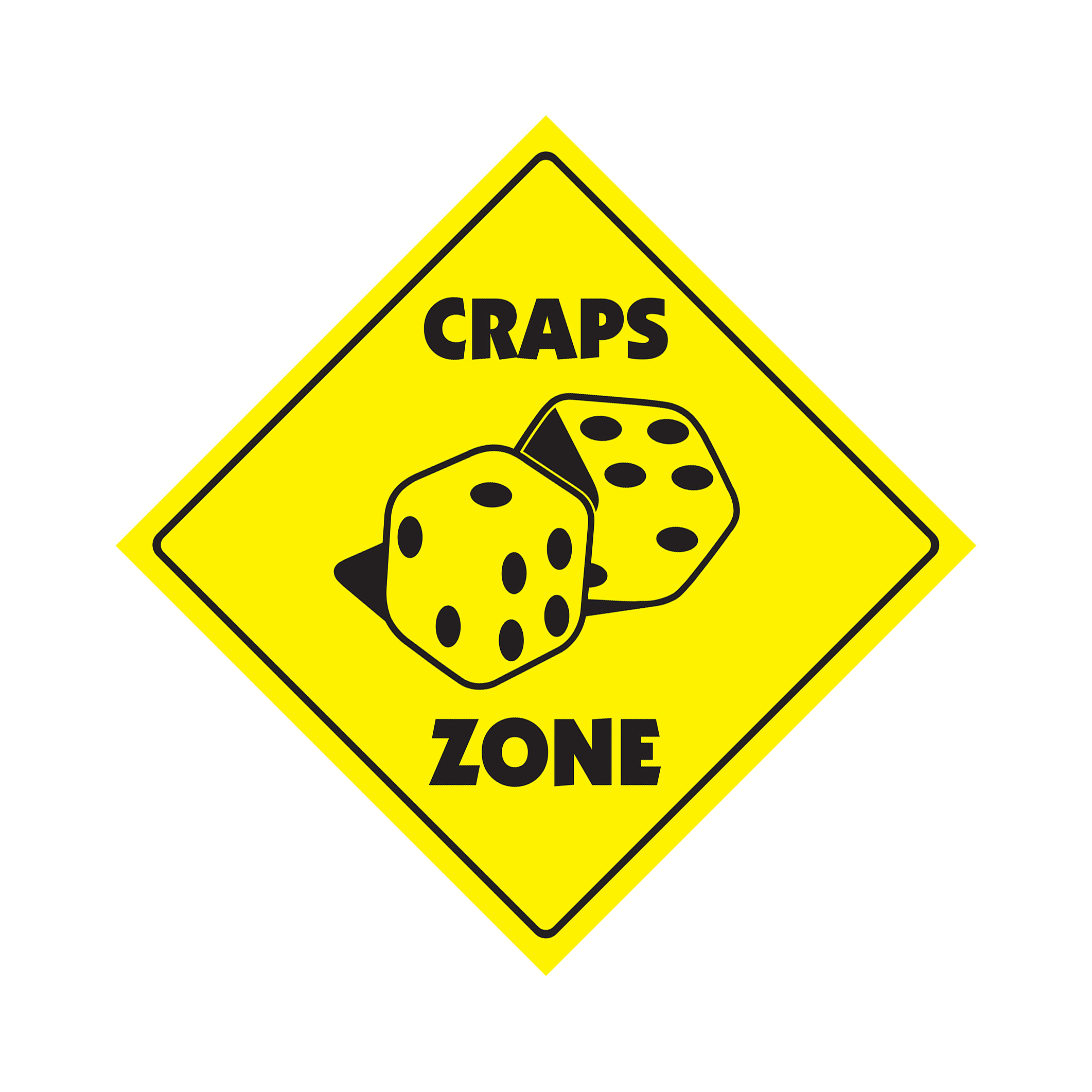 Craps Zone Crossing Sign Zone Xing | Indoor/Outdoor | 20" Tall casino ...
