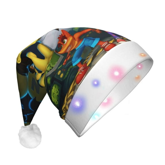 Crash-Bandicoot 4 Adult Light Up Santa Hat Led Christmas Hat Funny Xmas ...