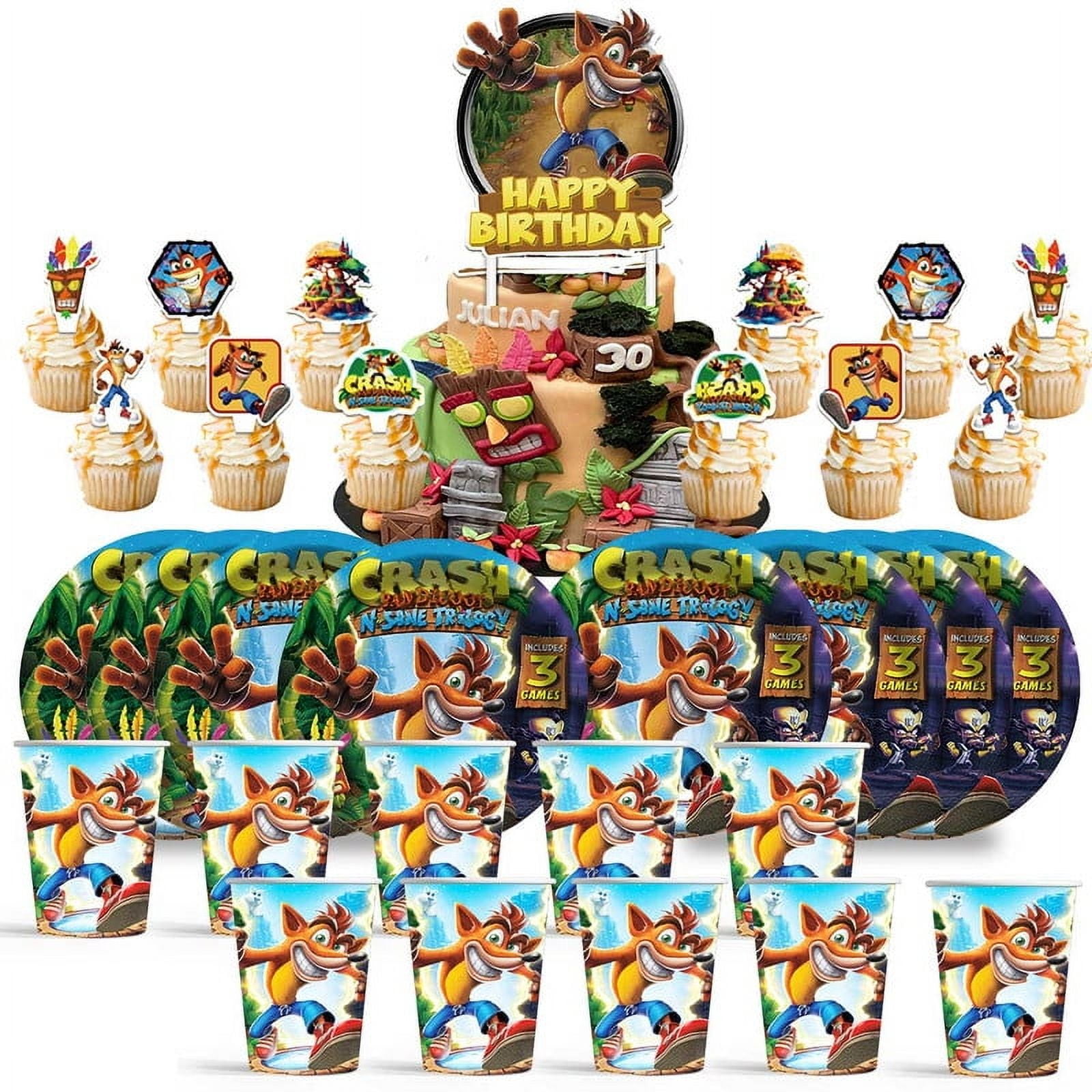 Crash Bandicoot Birthday Cups Party Supplies Plates Decorations Cake ...